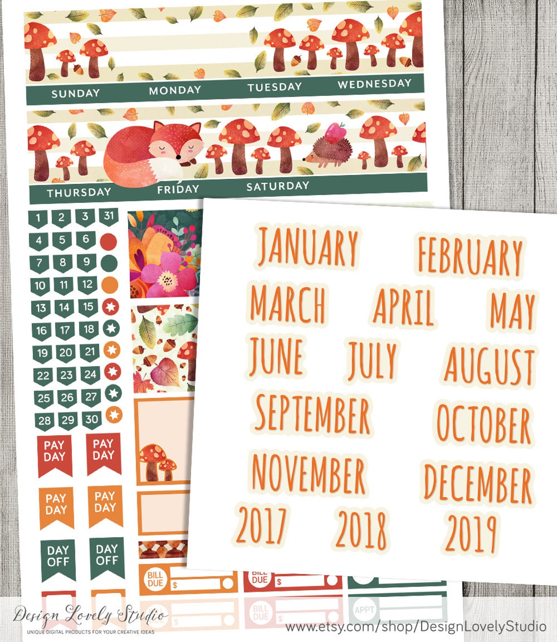 Monthly Planner Printable Stickers, Fall Planner Kit, Monthly Planner ...