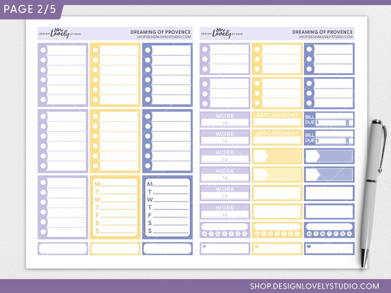 Weekly Planner Sticker Kit Summer Planner Stickers Lavender - Etsy