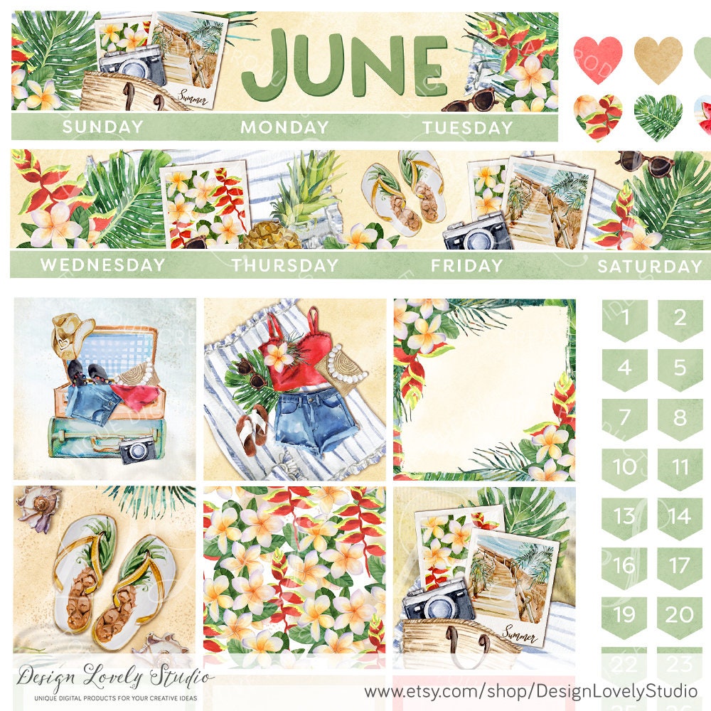 JUNE Planner Stickers June Planner Printable Happy Planner - Etsy