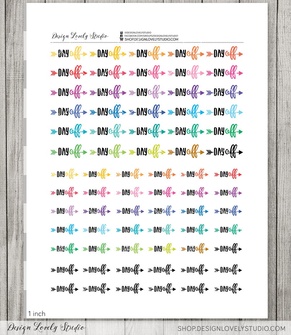 DAY OFF Script Planner Stickers Printable Typography Planner - Etsy