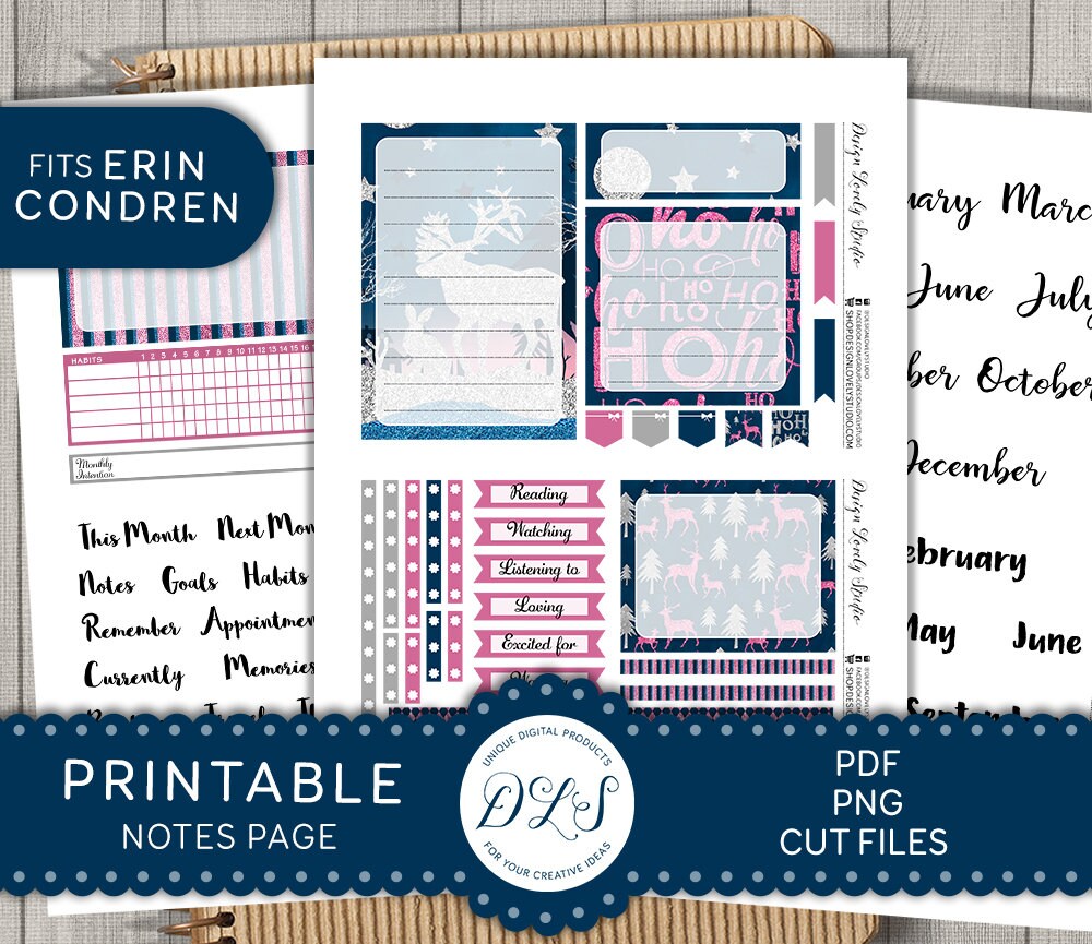 Printable JANUARY Notes Page Stickers, December Notes Page Stickers ...
