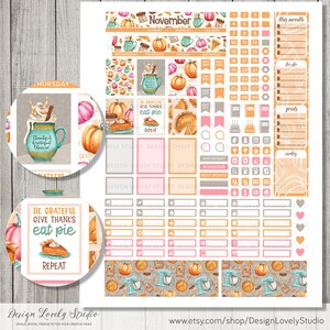 Printable NOVEMBER Monthly Stickers Kit, Mini Happy Planner November ...