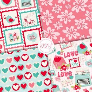 Valentine's Day Digital Paper Pack, Valentine's Day Digital Backdrop ...
