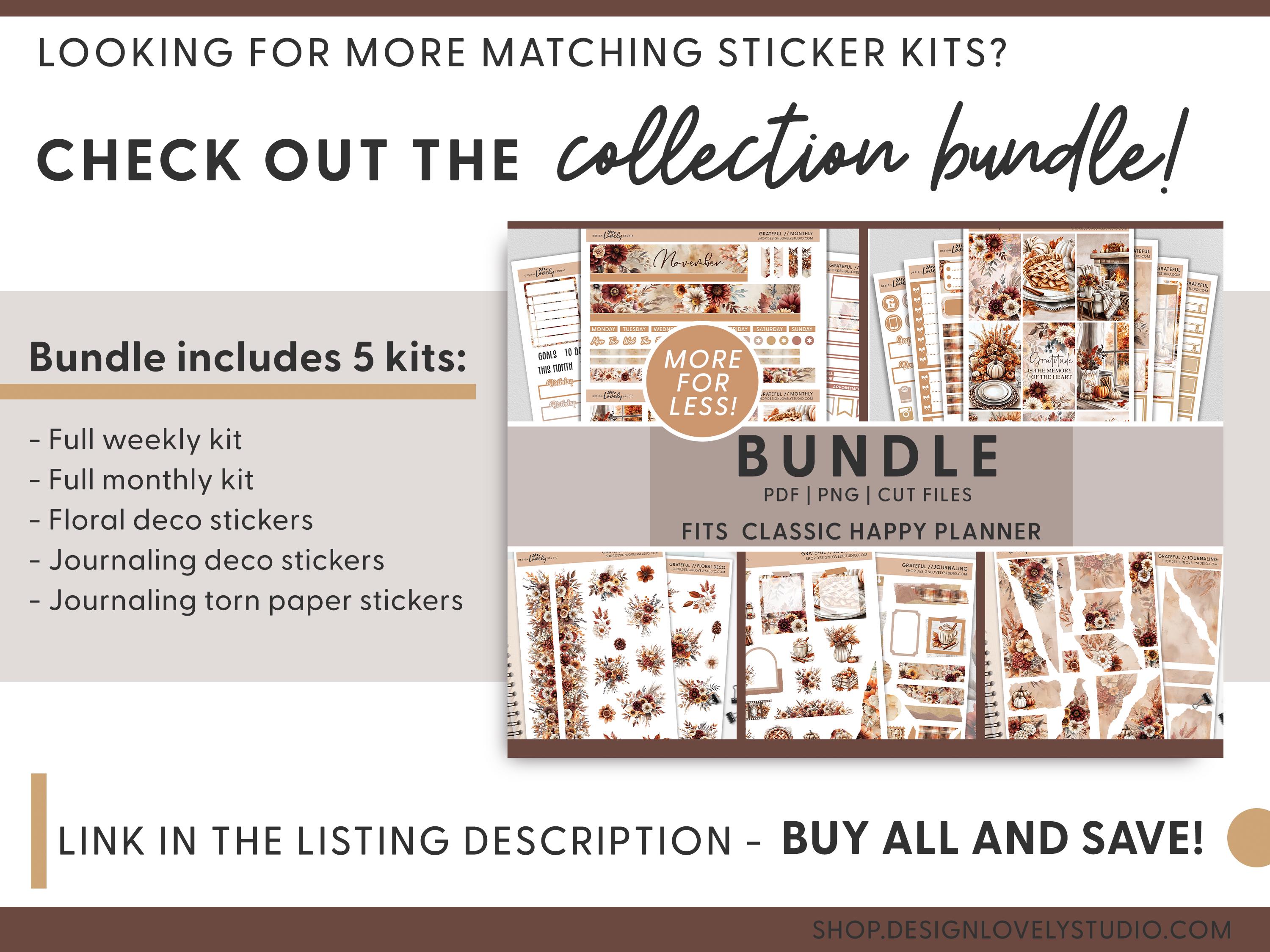 November Monthly Sticker Kit, Thanksgiving Planner Stickers, November ...