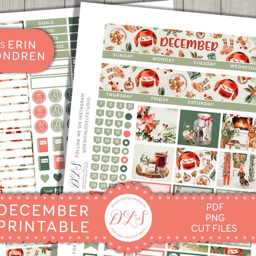 December Monthly Kit Printable December Monthly Stickers - Etsy
