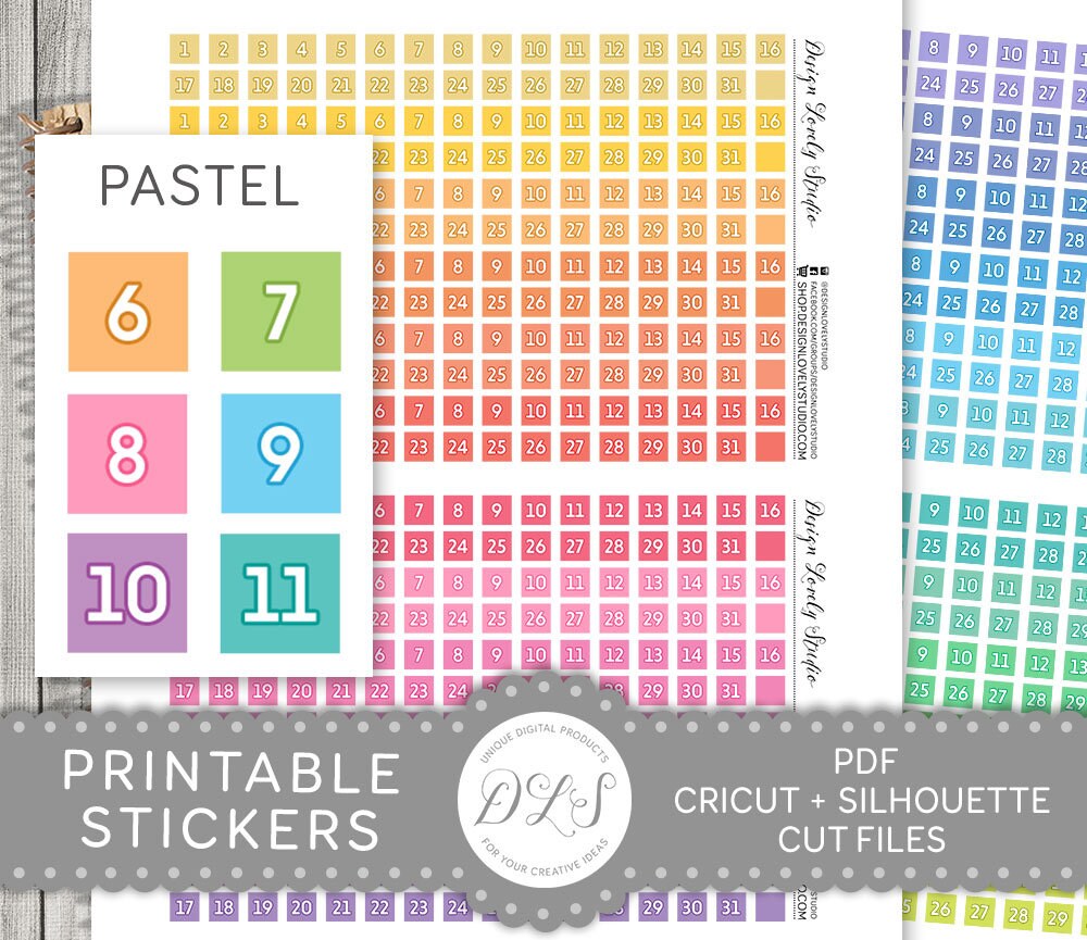 Printable Date Cover Stickers Date Cover Stickers Square - Etsy