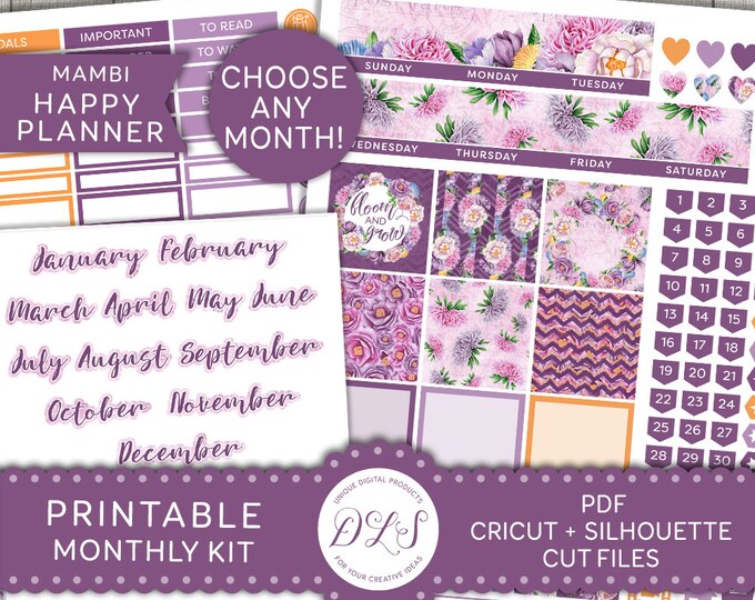 Happy Planner Monthly Sticker Kit Happy Planner Monthly - Etsy