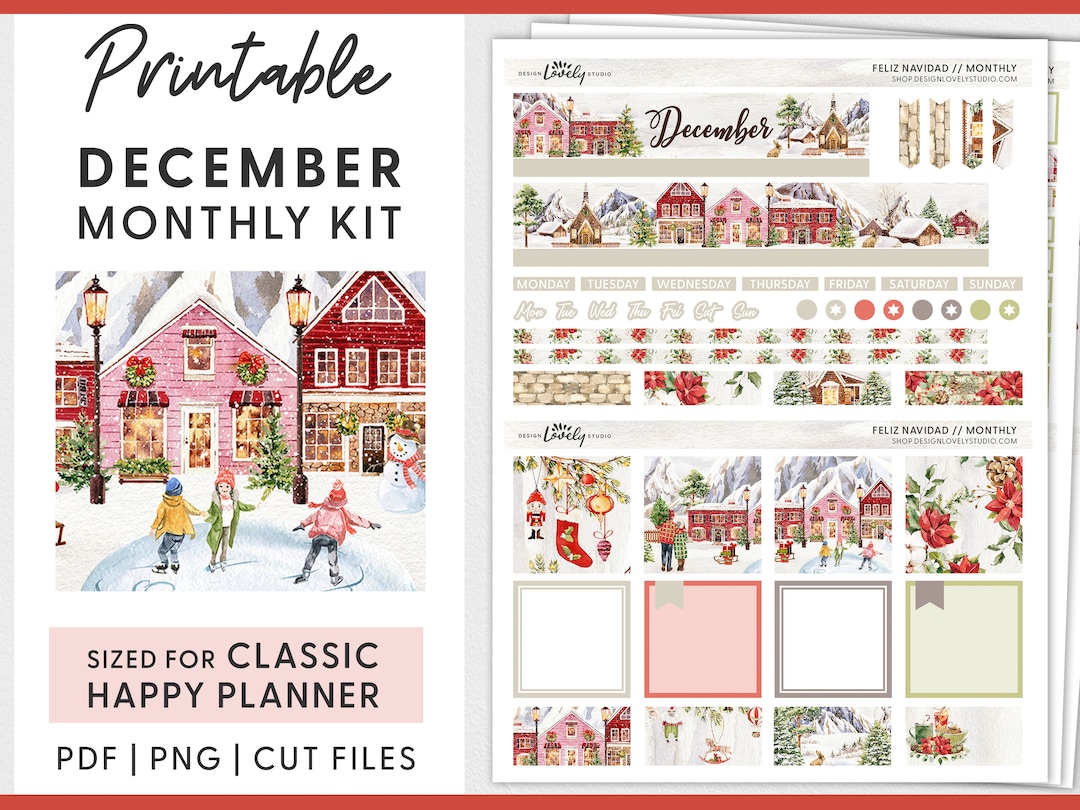 December Planner Stickers, Happy Planner Monthly Sticker Kit, Christmas ...