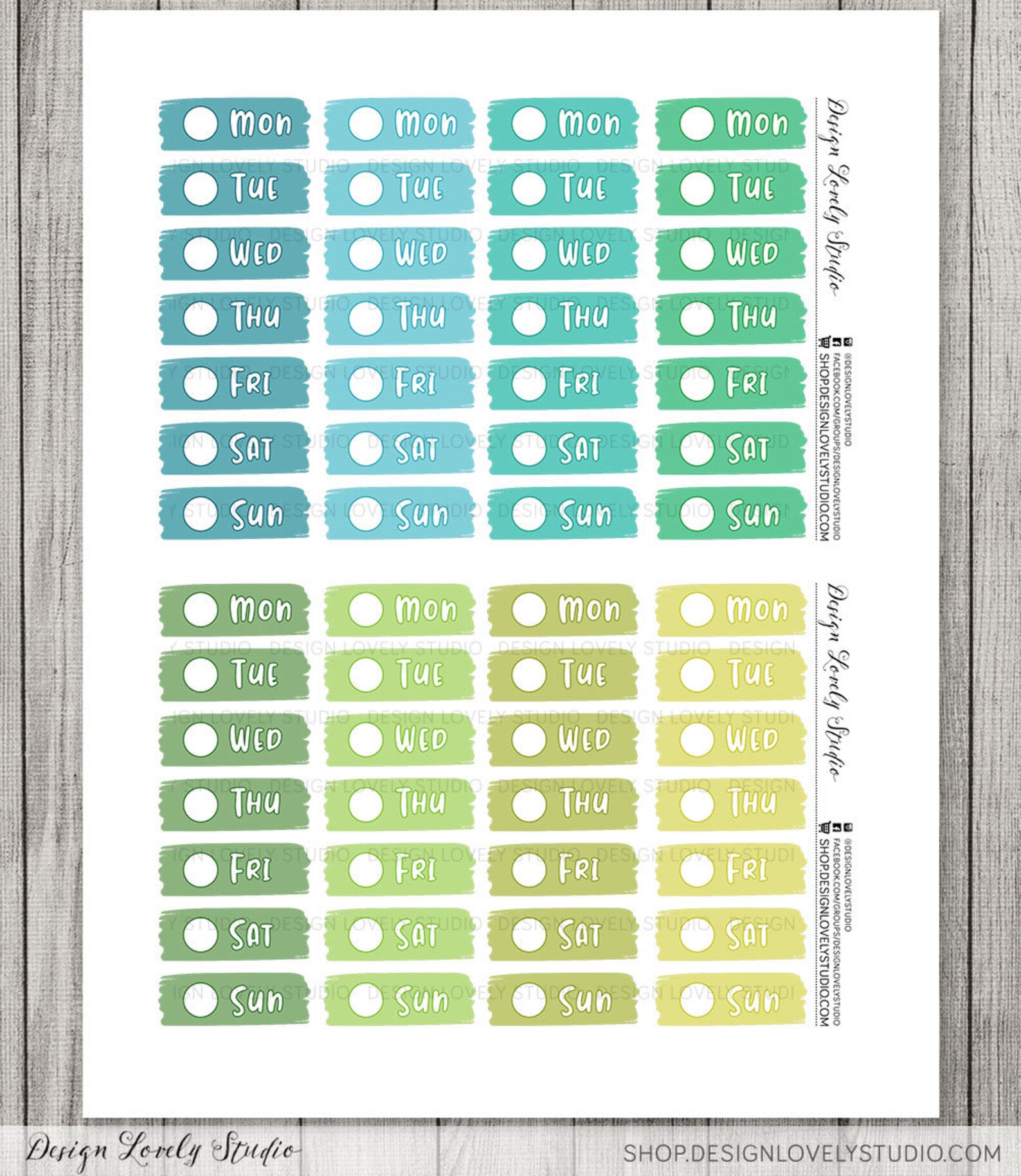 Printable DATE COVER Planner Stickers, Weekdays Planner Stickers ...