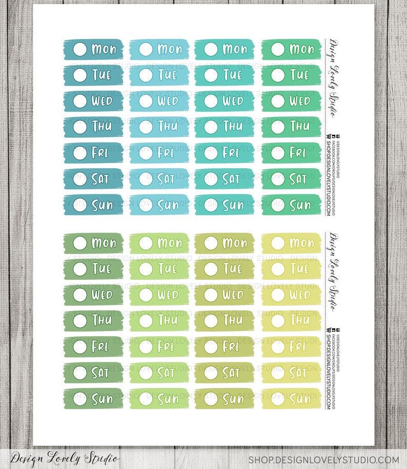 Printable DATE COVER Planner Stickers, Weekdays Planner Stickers ...