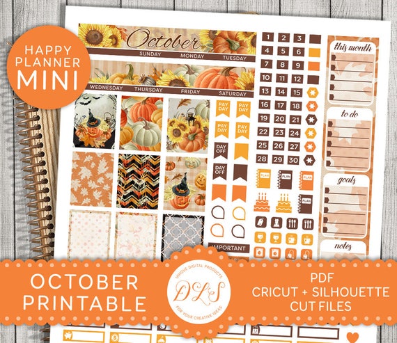 October Mini Happy Planner October Monthly Stickers Kit - Etsy