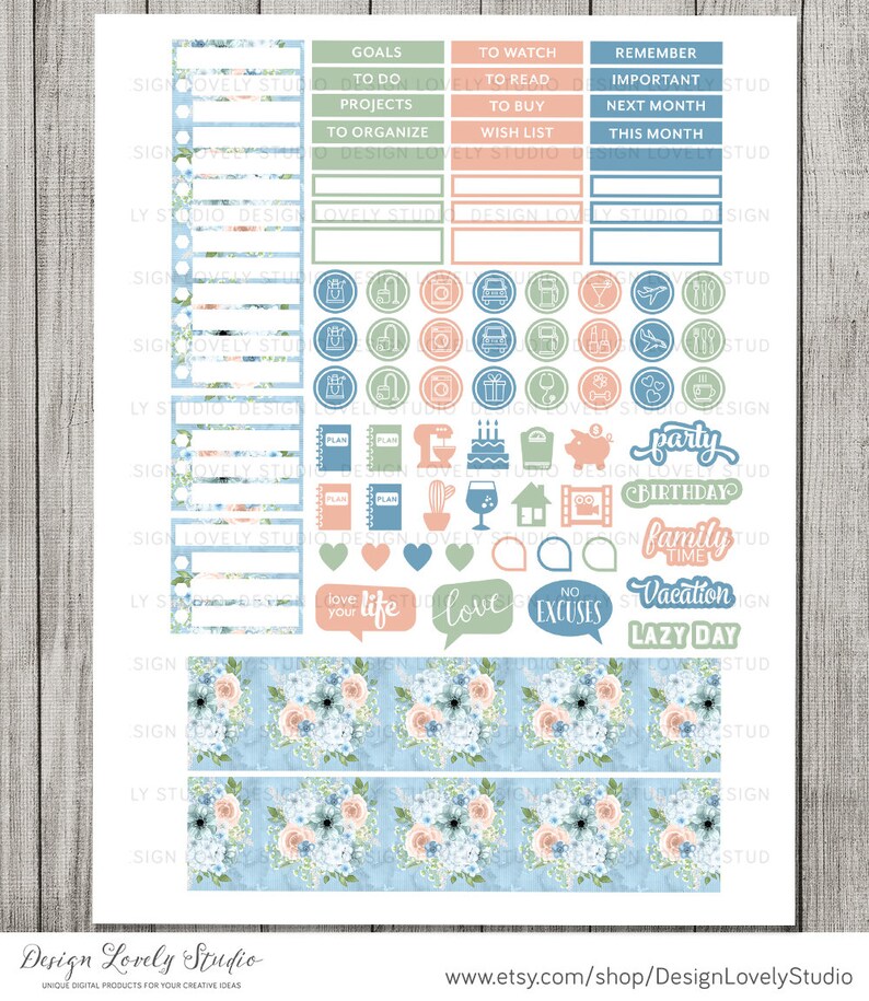Printable FLORAL Monthly Planner Stickers Spring Monthly - Etsy