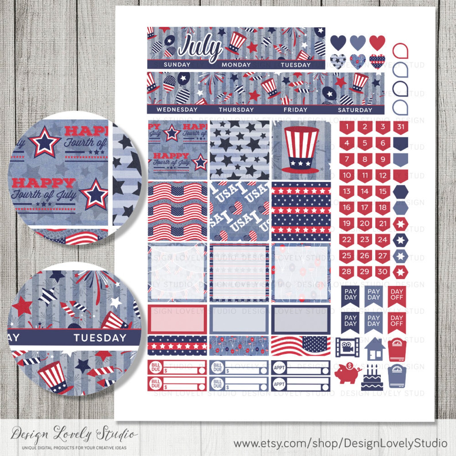 July Monthly Planner Kit July Happy Planner Stickers July - Etsy