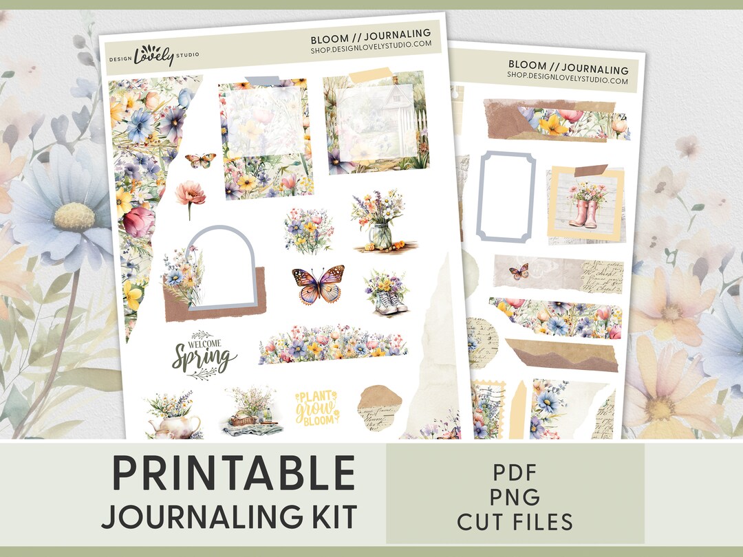 Spring Journaling Sticker Kit, Spring Deco Stickers, Floral Journaling ...