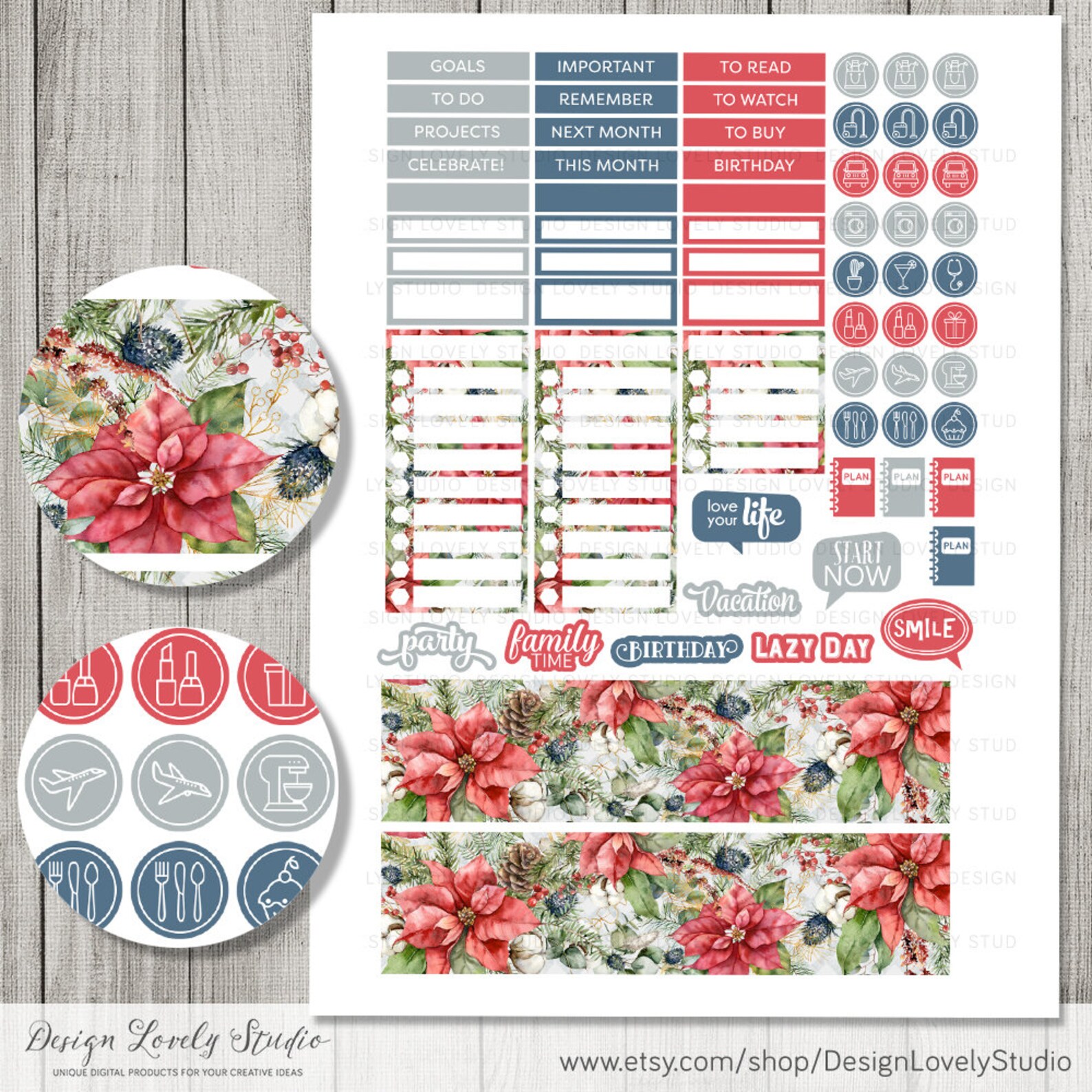 DECEMBER Printable Planner Stickers Happy Planner Stickers - Etsy
