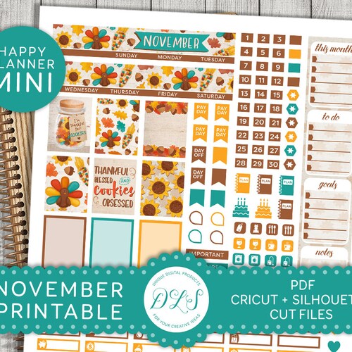 Mini Happy Planner November November Monthly Printable Kit | Etsy