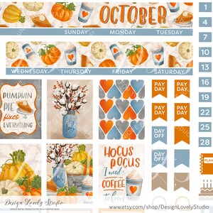October Mini Happy Planner, October Monthly Sticker Kit, October ...