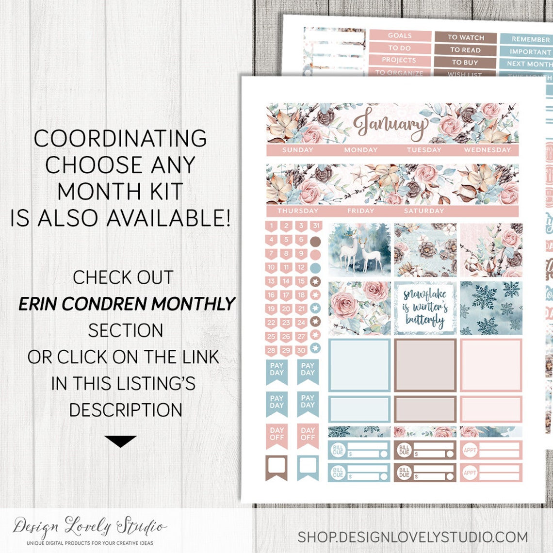 Printable JANUARY Notes Page Stickers January Planner Kit - Etsy