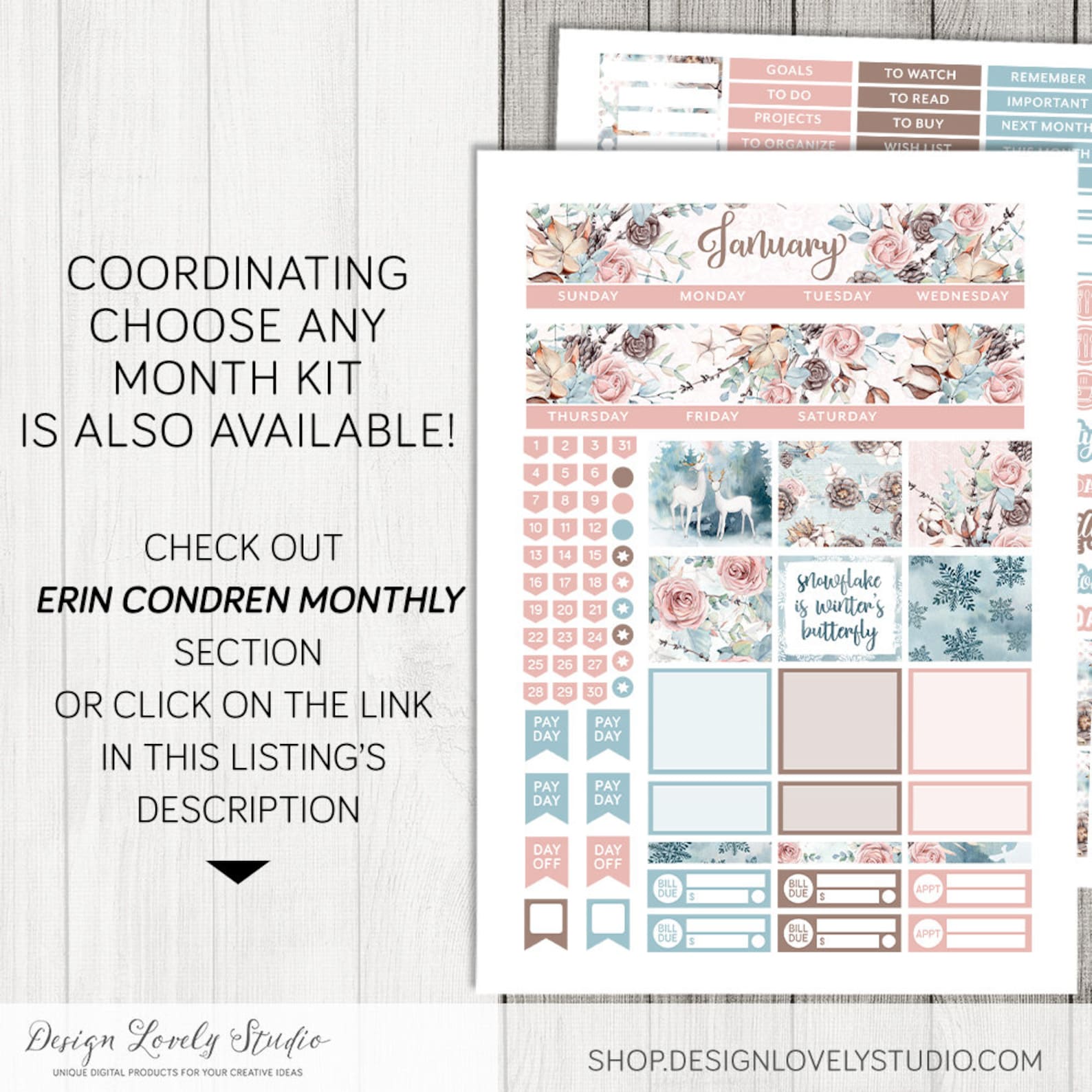 Printable JANUARY Notes Page Stickers January Planner Kit - Etsy
