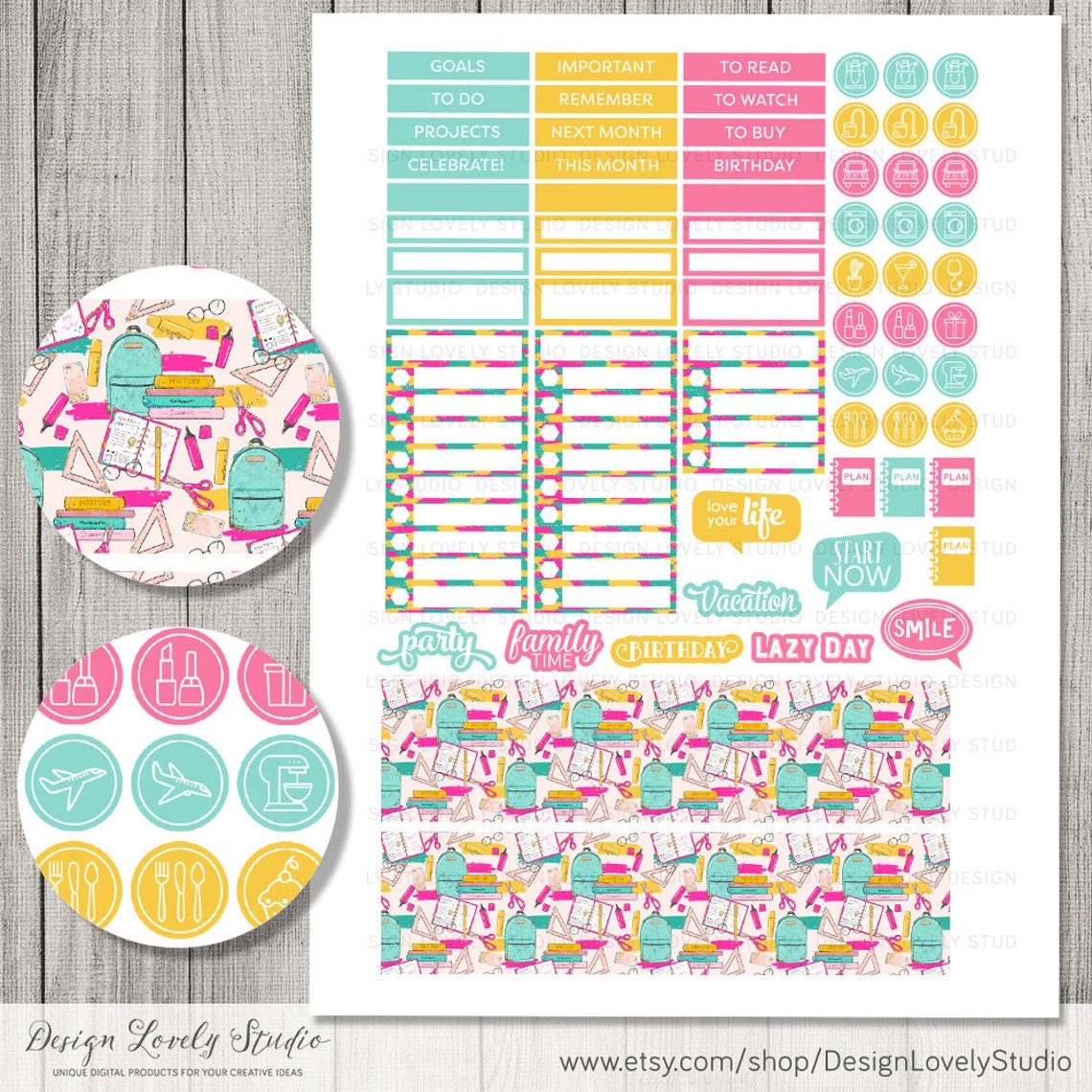 Happy Planner August Monthly Kit, PRINTABLE Back to School Planner ...