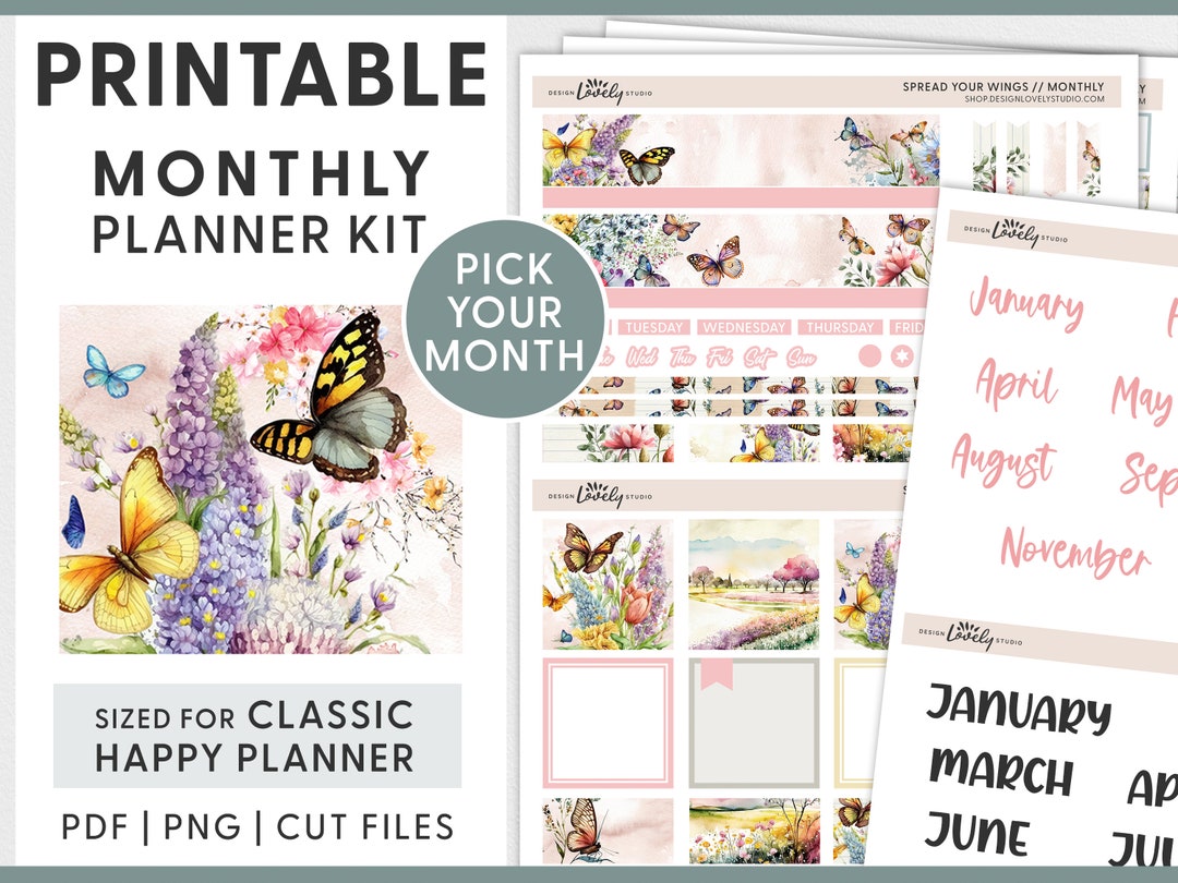 Printable Monthly Planner Stickers, May Monthly Kit, June Monthly Kit ...