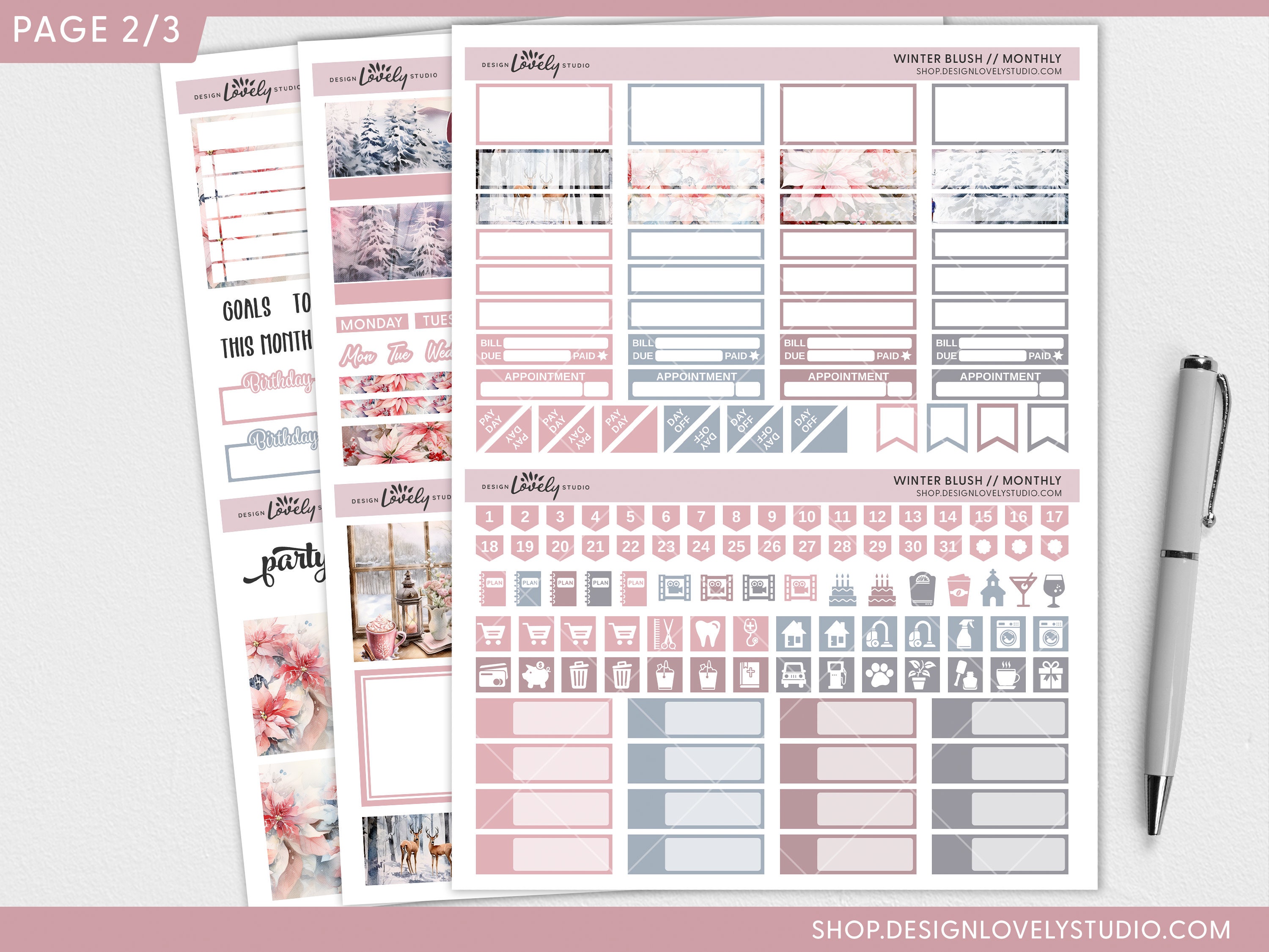 December Monthly Sticker Kit, December Planner Stickers, Christmas ...