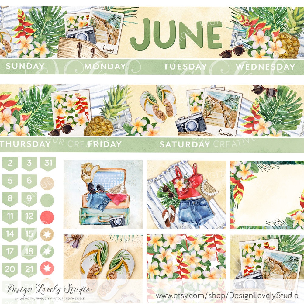 June Monthly Planner Stickers Printable Planner Stickers - Etsy