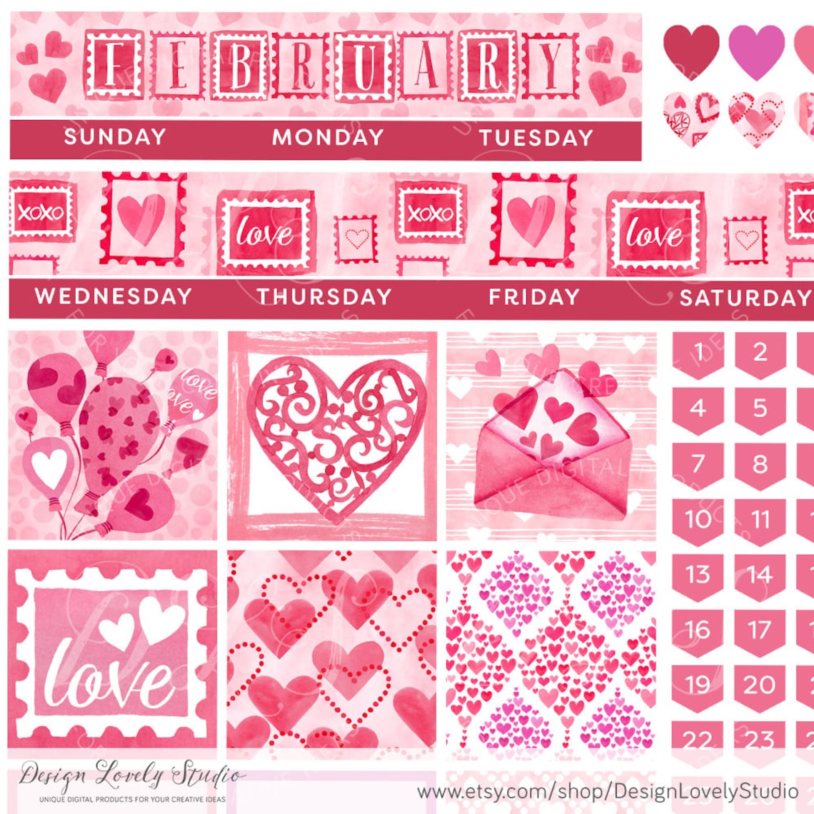 Big Happy Planner February Stickers Kit Printable February | Etsy