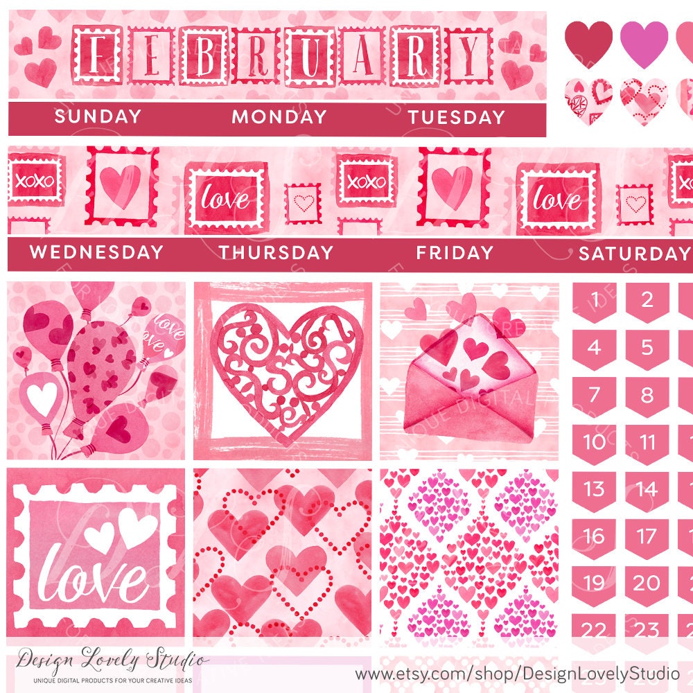 Big Happy Planner February Stickers Kit Printable February | Etsy