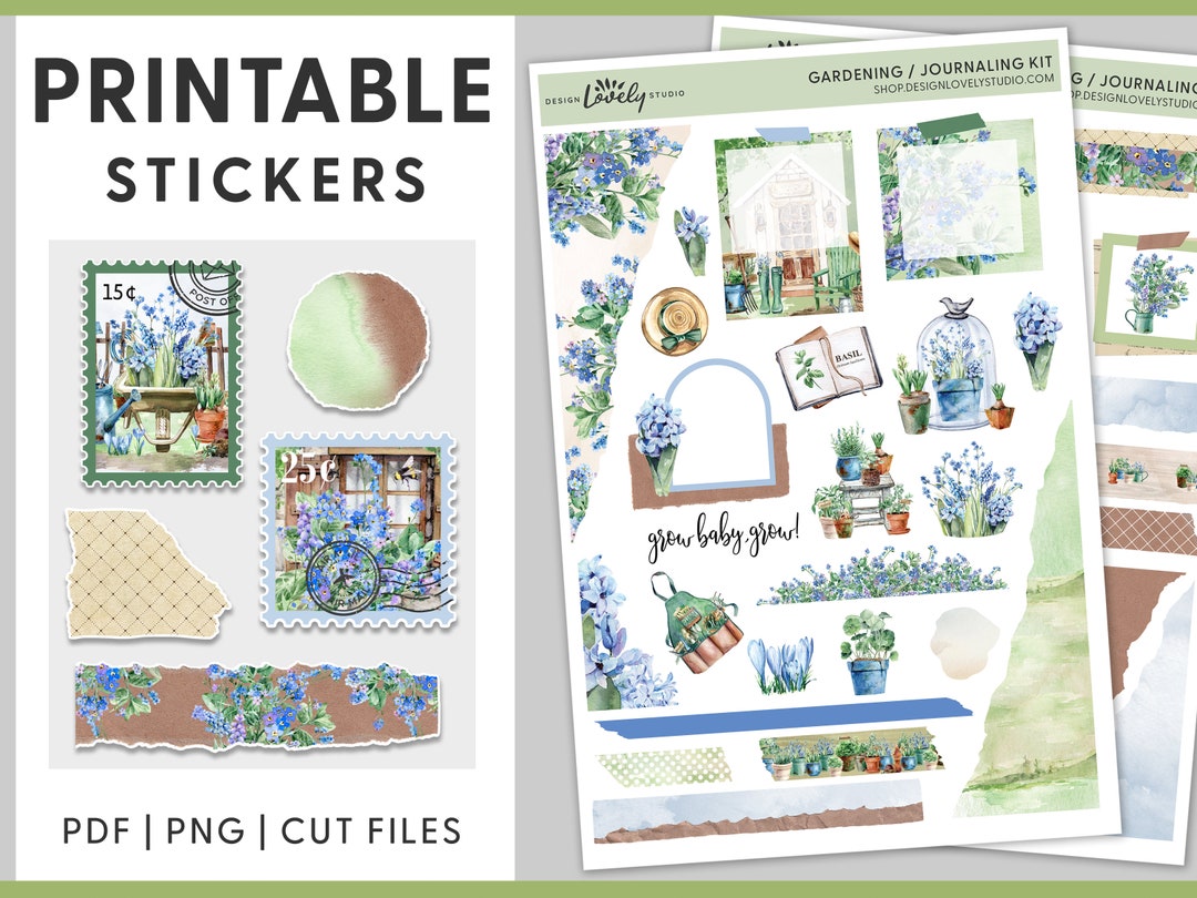 Gardening Journaling Stickers, Printable Journaling Stickers Kit ...