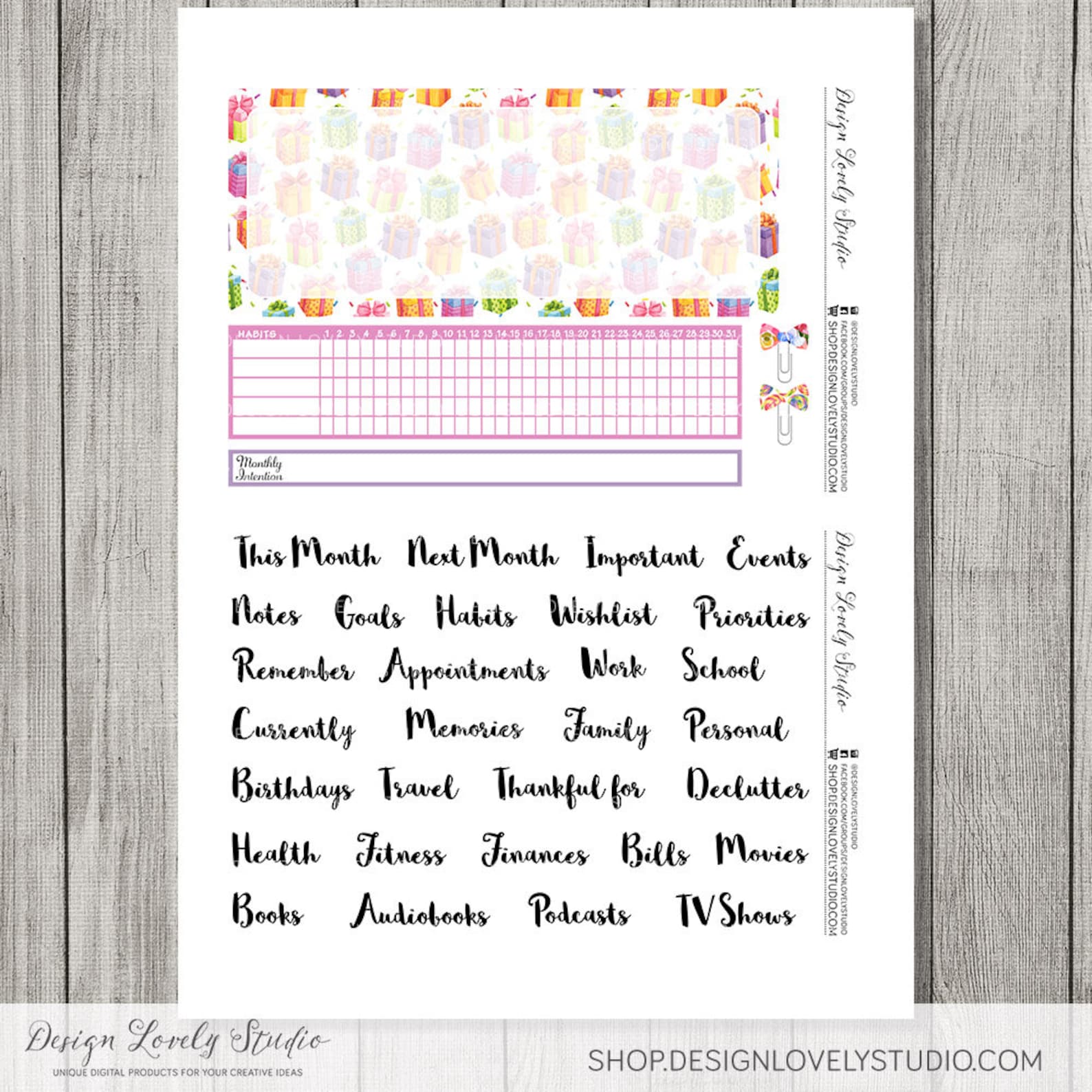 Printable NOTES PAGE Stickers Monthly Notes Page for Erin - Etsy