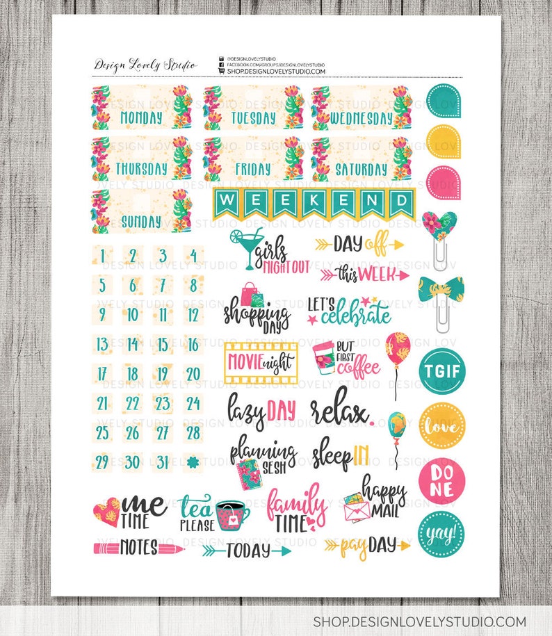 PRINTABLE Big Happy Planner Stickers Kit, Summer Planner Stickers ...