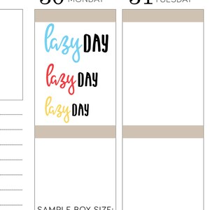LAZY DAY Printable Script Planner Stickers, Typography Planner Stickers ...