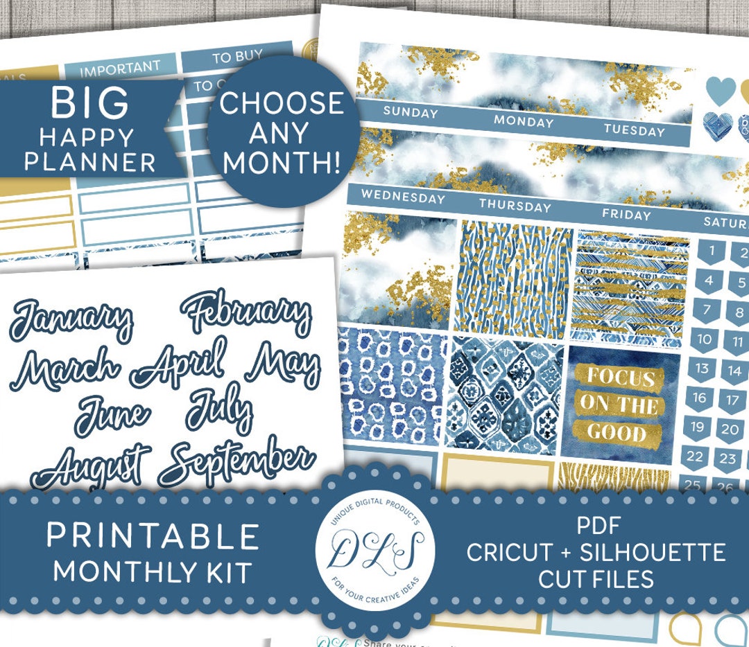 Big Happy Planner Printable Stickers, Monthly Planner Stickers ...
