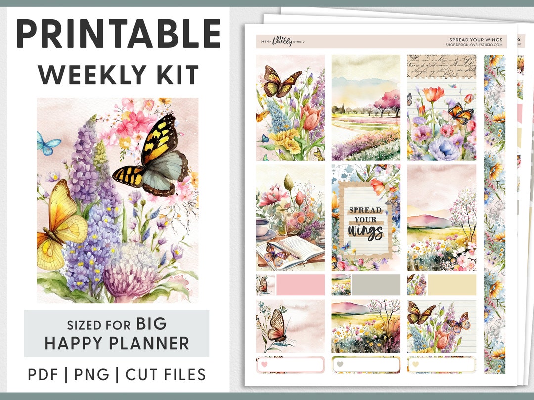 Butterfly Planner Stickers, Spring Stickers, Summer Stickers, Printable ...