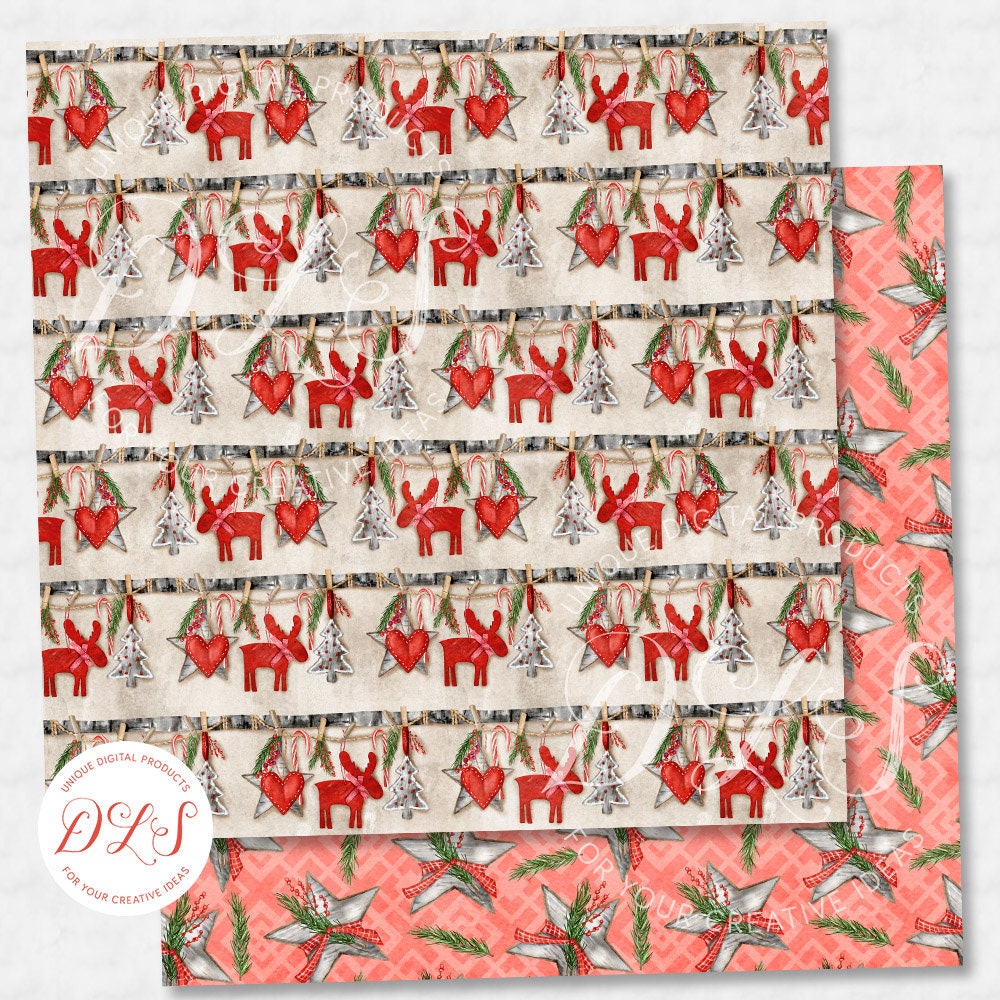 CHRISTMAS Digital Paper Pack Christmas Scrapbook Paper | Etsy