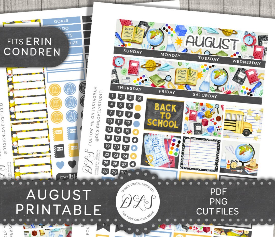 Printable Back to School Planner Stickers, Back to School Monthly Kit ...