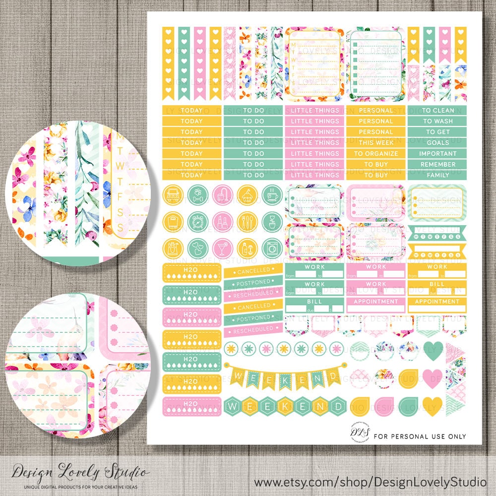 Printable Planner Stickers for Erin Condren, ECLP Vertical Planner ...