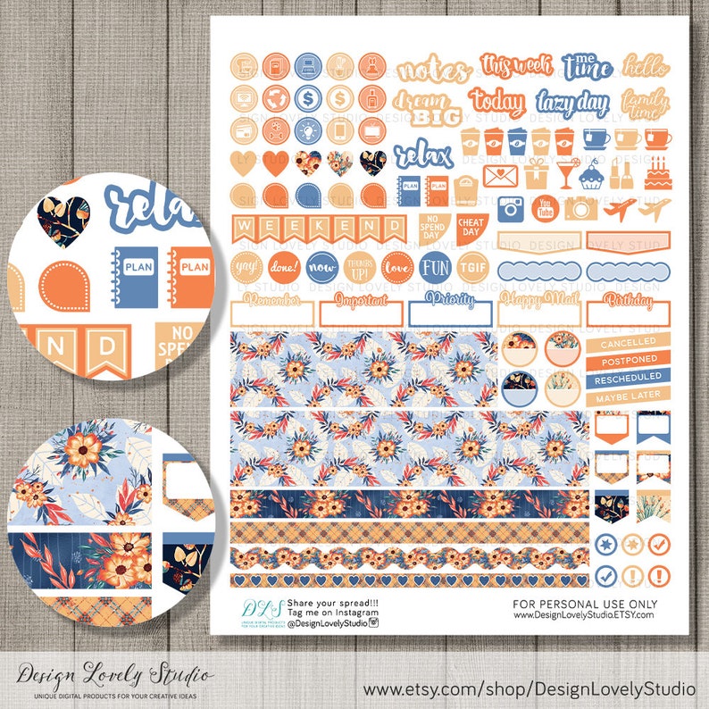 Printable Vertical Planner Stickers Floral Planner Stickers - Etsy
