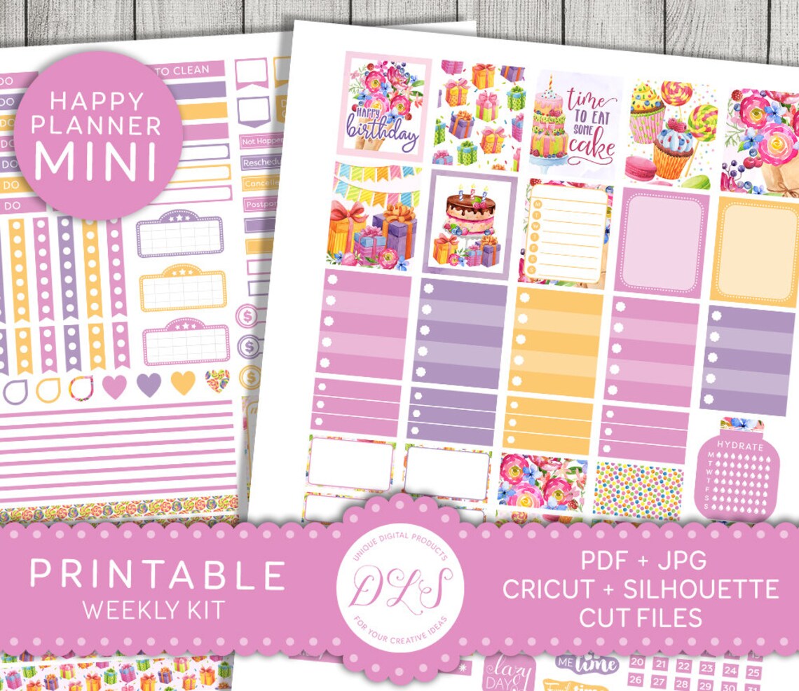 Birthday Planner Stickers Mini Happy Planner Printable | Etsy