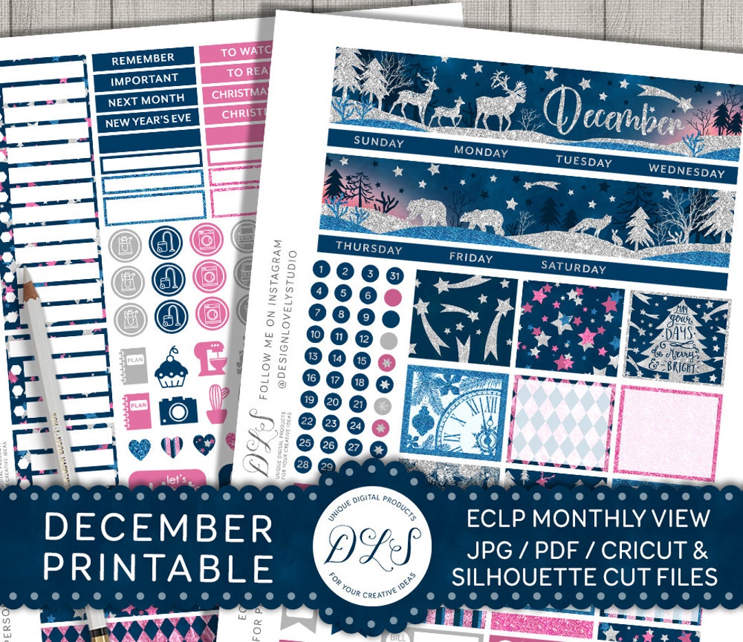 December Monthly Kit for Erin Condren, December Monthly Planner ...