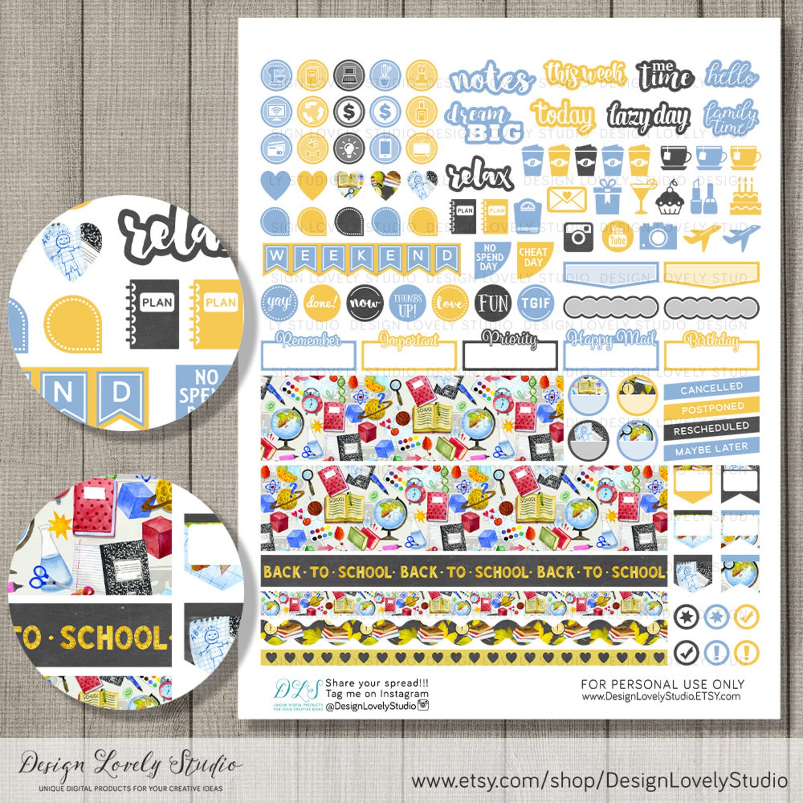 BACK TO SCHOOL Planner Stickers Printable Back to School - Etsy