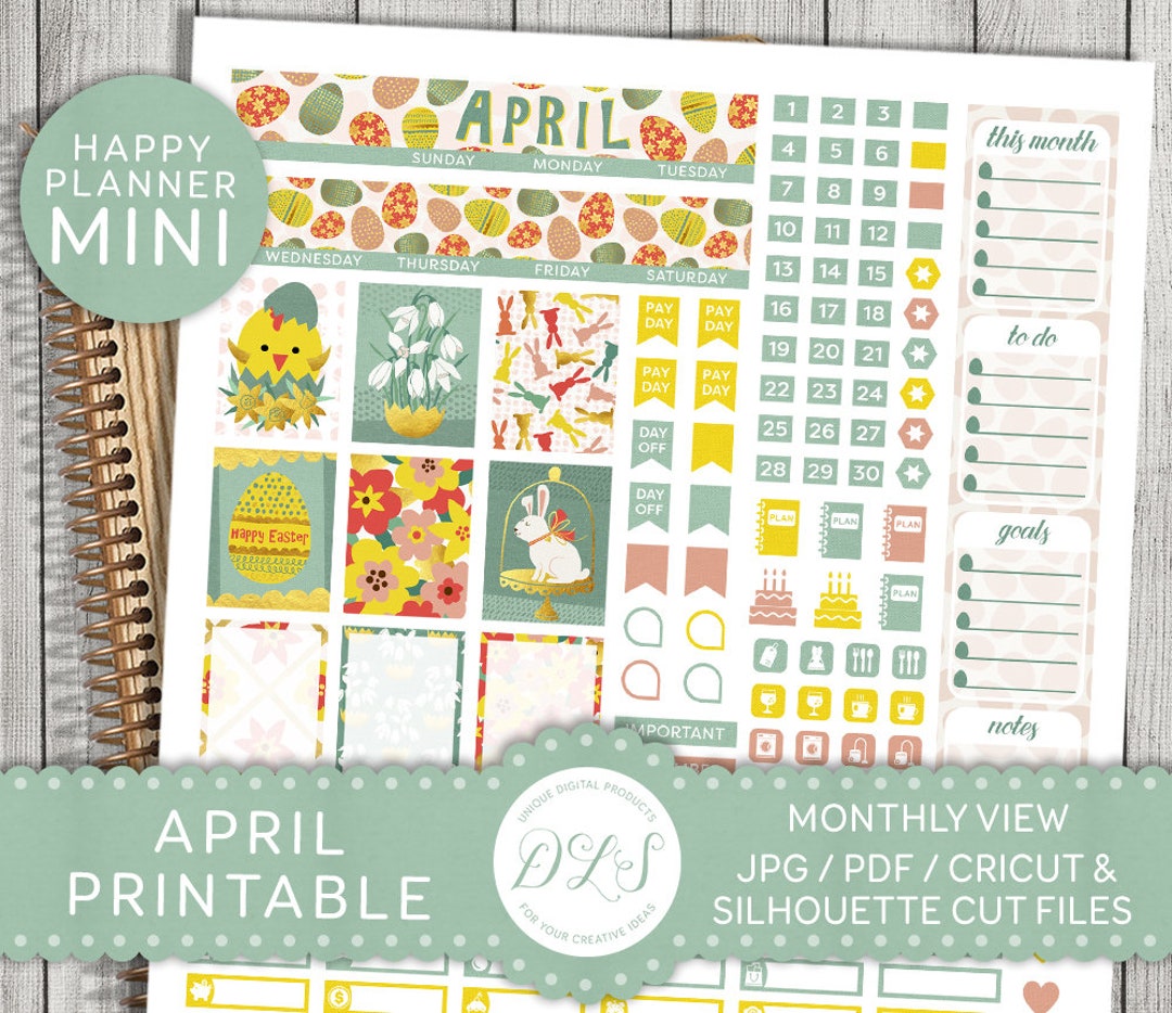 Easter Mini Happy Planner, April Mini Happy Planner, Printable April ...