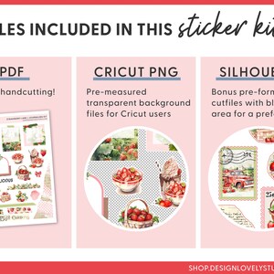 Printable Journaling Sticker Kit, Strawberry Journaling Stickers ...