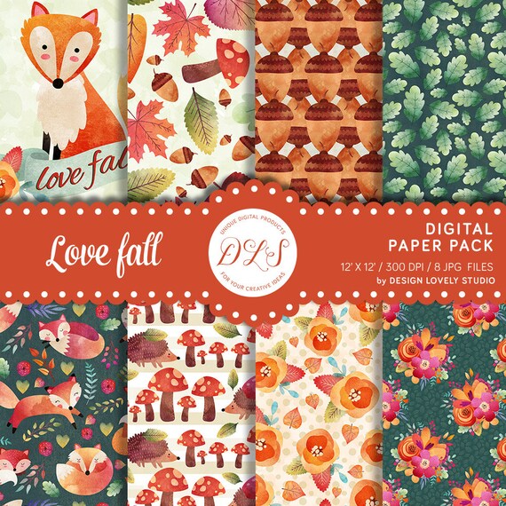 Fall Digital Paper Pack Woodland Digital Paper Fox Digital | Etsy