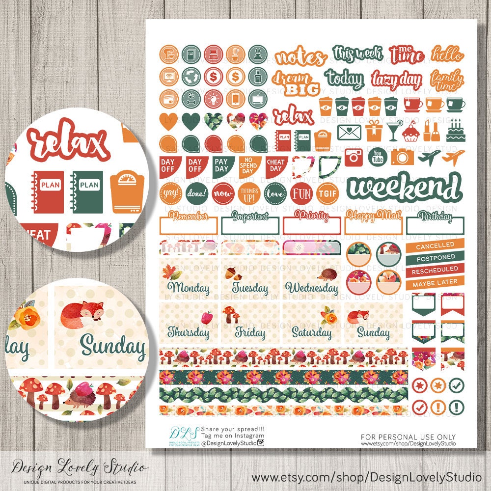 Happy Planner Fall Stickers Fall Happy Planner Printables - Etsy