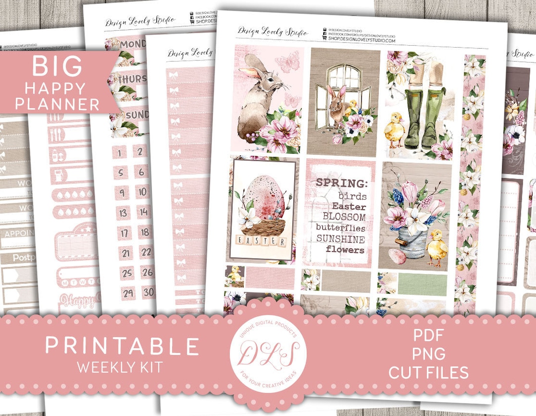 Easter Planner Stickers, Big Happy Planner Weekly Stickers Kit, Spring ...