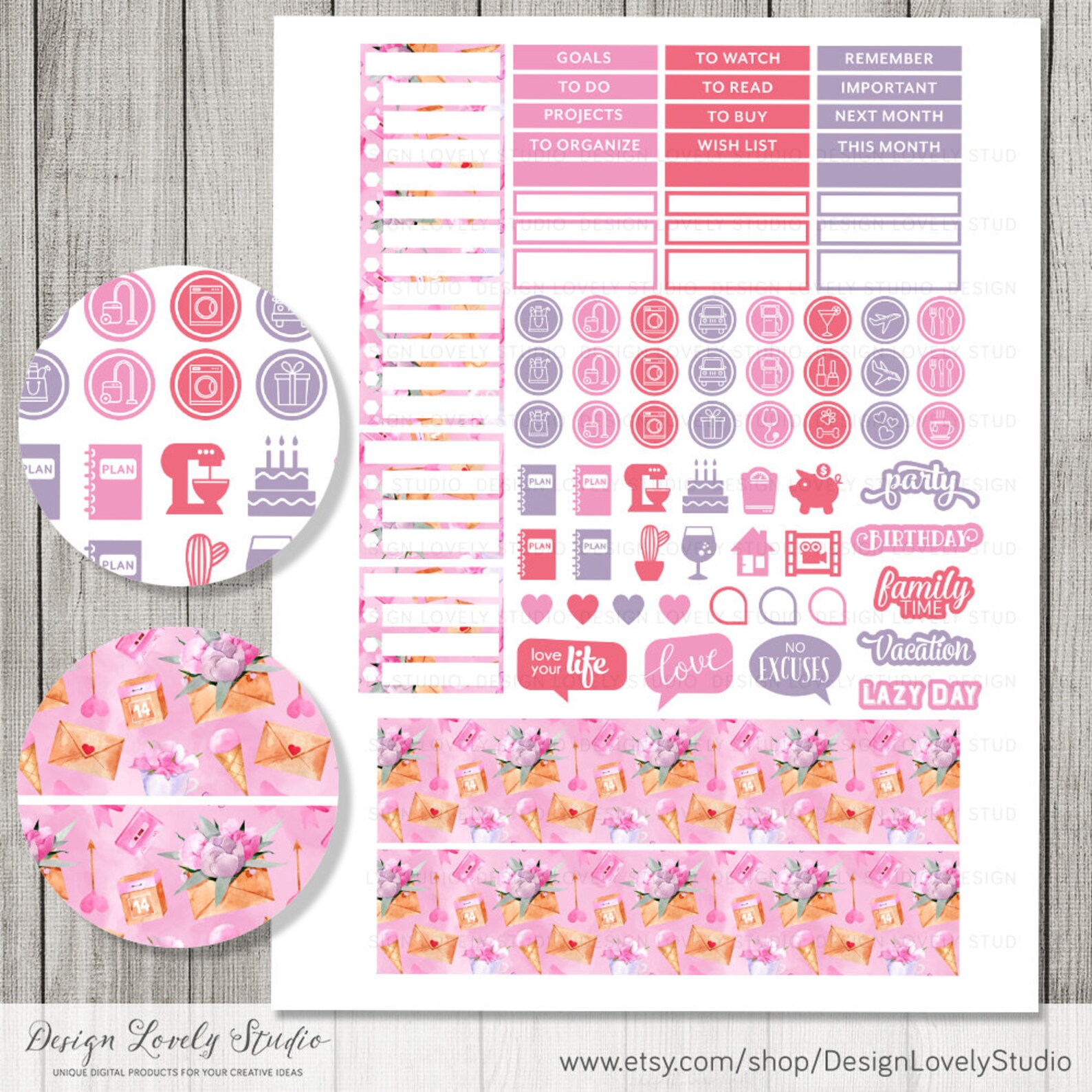 Printable FEBRUARY Planner Stickers, February Monthly Stickers Kit, for ...