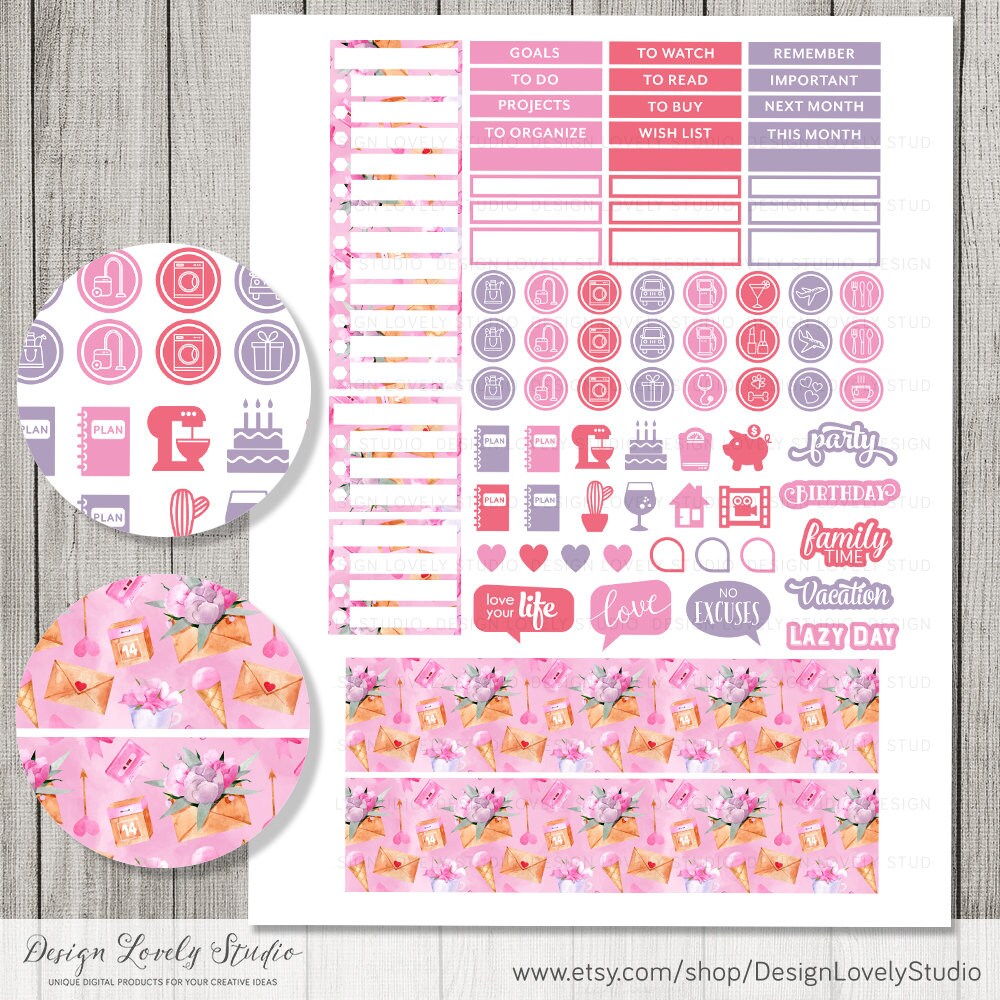 Printable FEBRUARY Planner Stickers February Monthly Stickers - Etsy
