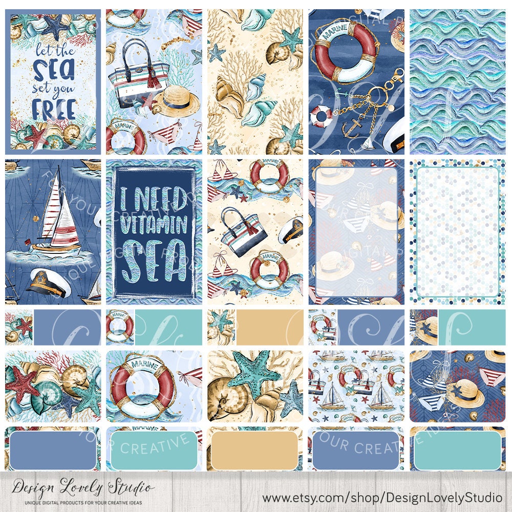 Beach Day Planner Stickers Happy Planner Printable Stickers - Etsy